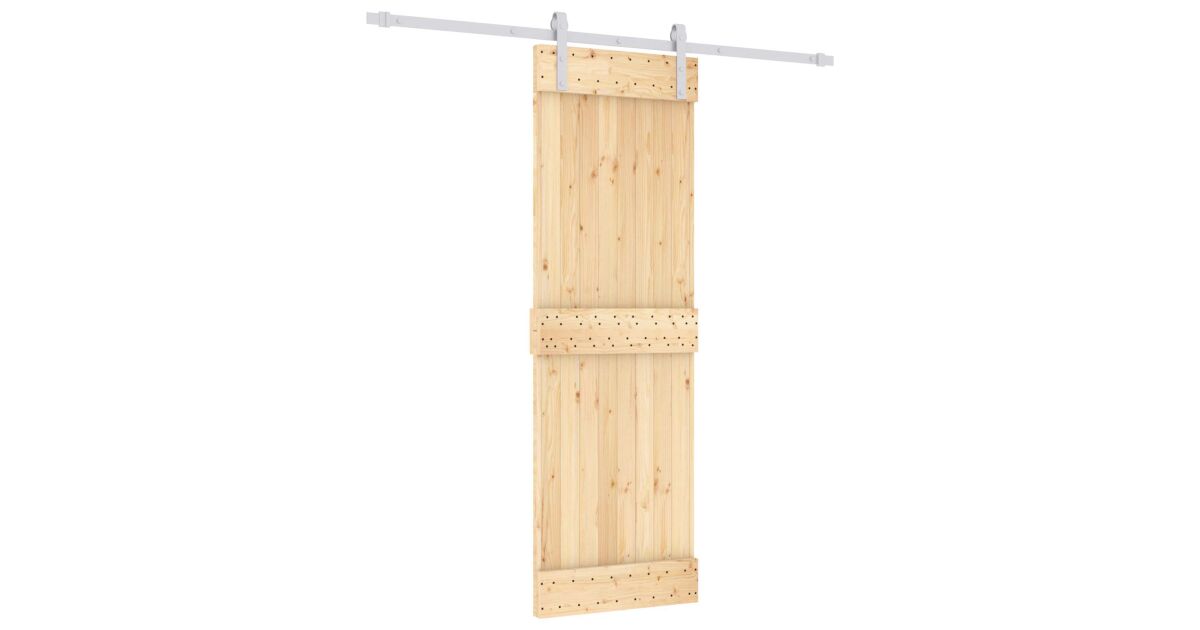 vidaXL Csúszó ajtó Természetes és Fehér 70 x 210 cm Szilárd Fenyőfa ...