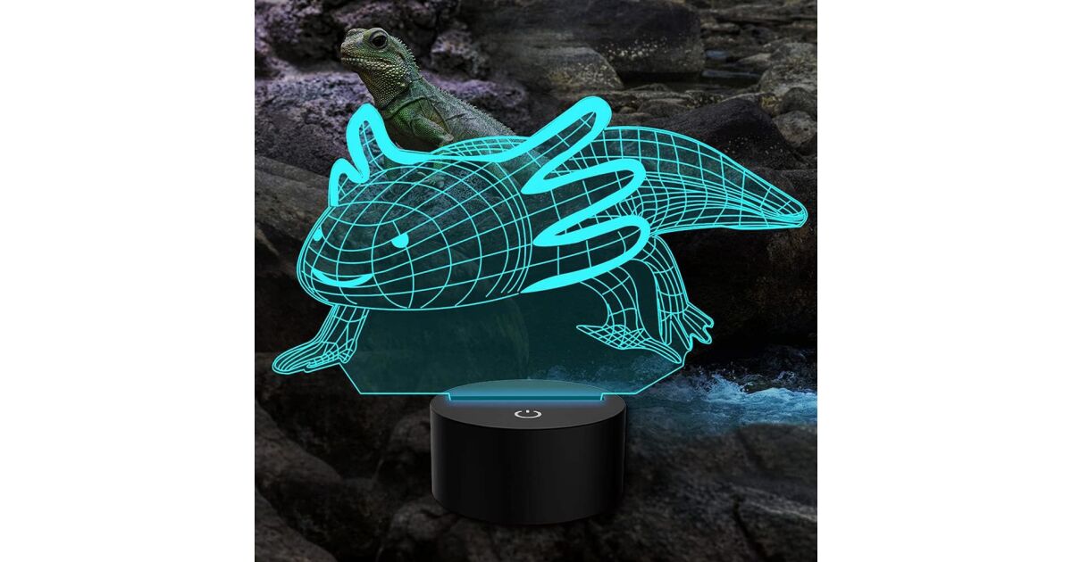 LED éjjeli lámpa axolotl 3D akril többszínű | Pepita.hu