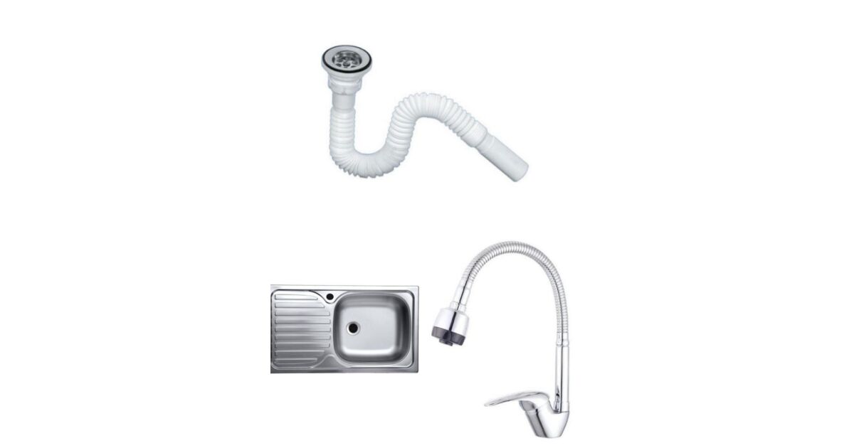Set chiuveta masca, inox,cuva stanga, Raulconstruct, 80x50 cm, baterie ...