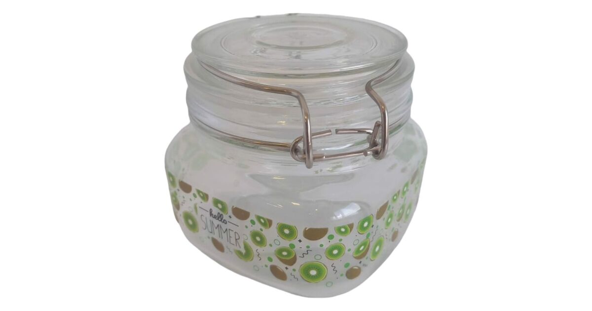 Üvegbefőttesüveg klipszel, dekoratív befőttesüveg, 500ml, kivi | Pepita.hu