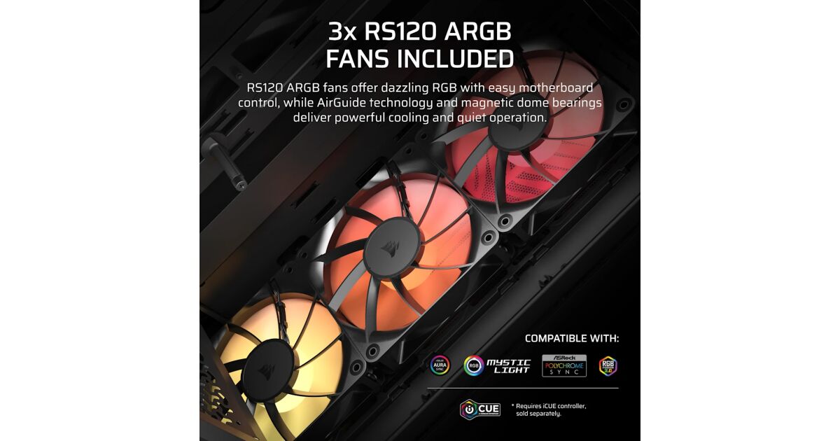 Corsair 3200D RS ARGB Mid-Tower PC Case - Smoke Midi Tower Fekete ...
