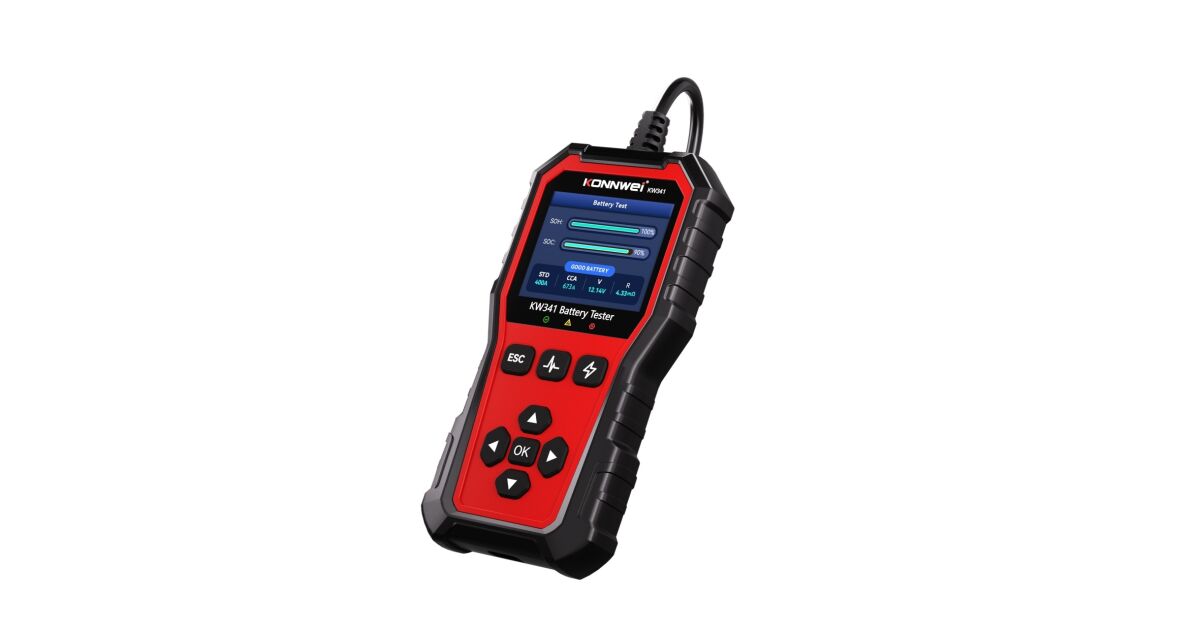 Tester baterie auto KONNWEI KW341 6V 12V 24V, CCA 10–2000, SOH SOC ...