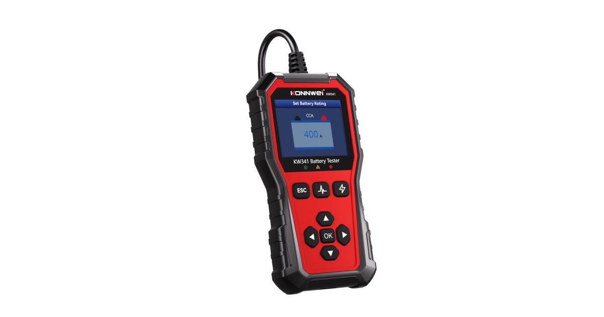 Tester baterie auto KONNWEI KW341 6V 12V 24V, CCA 10–2000, SOH SOC ...