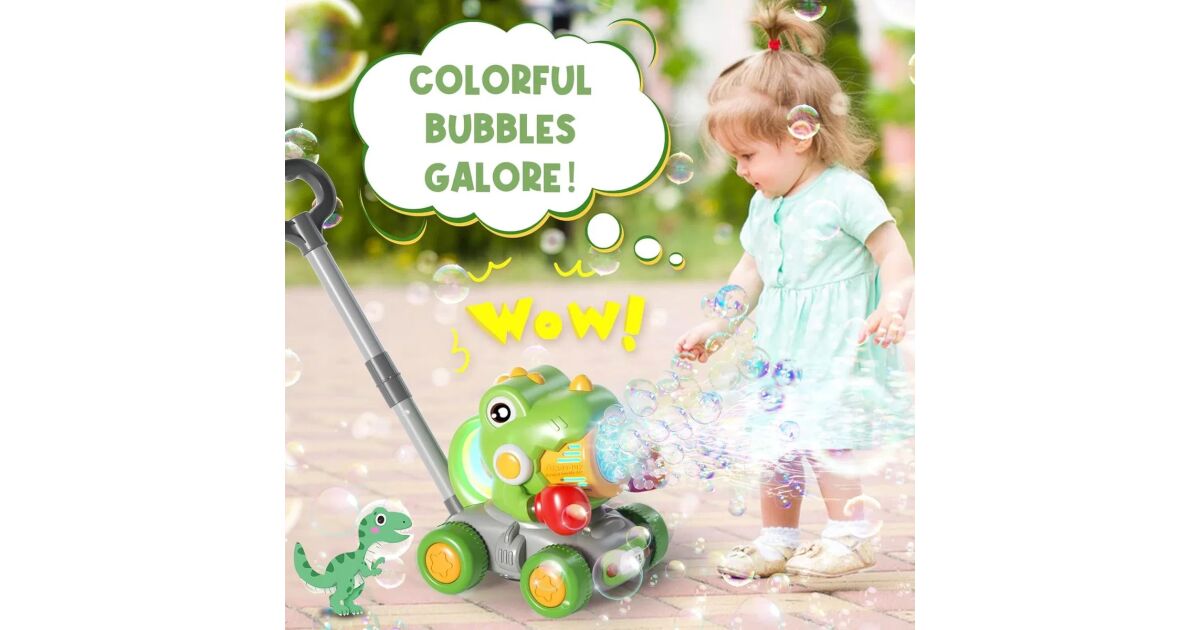 Jucărie Electrica de Impins cu Baloane de Săpun Dinozaur Push and Play ...