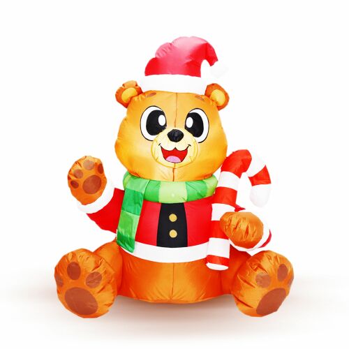 150 cm-es karácsonyi felfújható medve, 6 LED, IP44, kültéri dekoráció ...