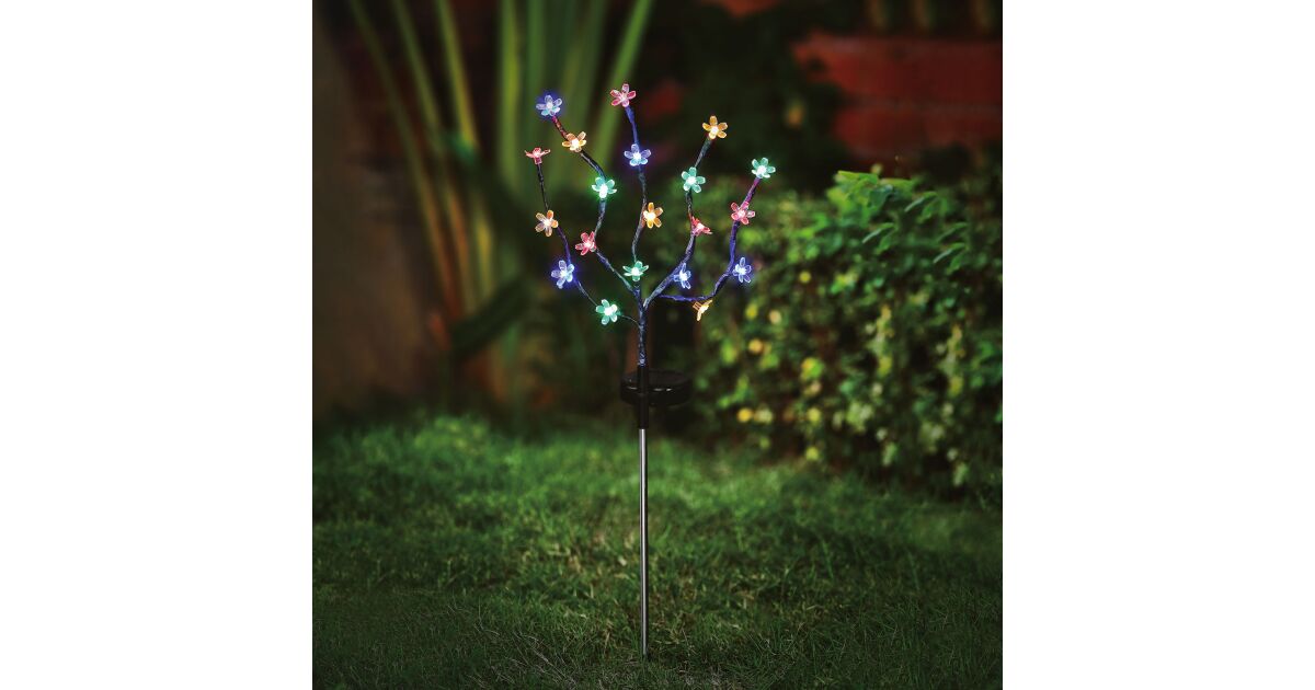 Kerti napelemes lámpa, virág, 20 színes LED, 65 cm, járdák/teraszok ...