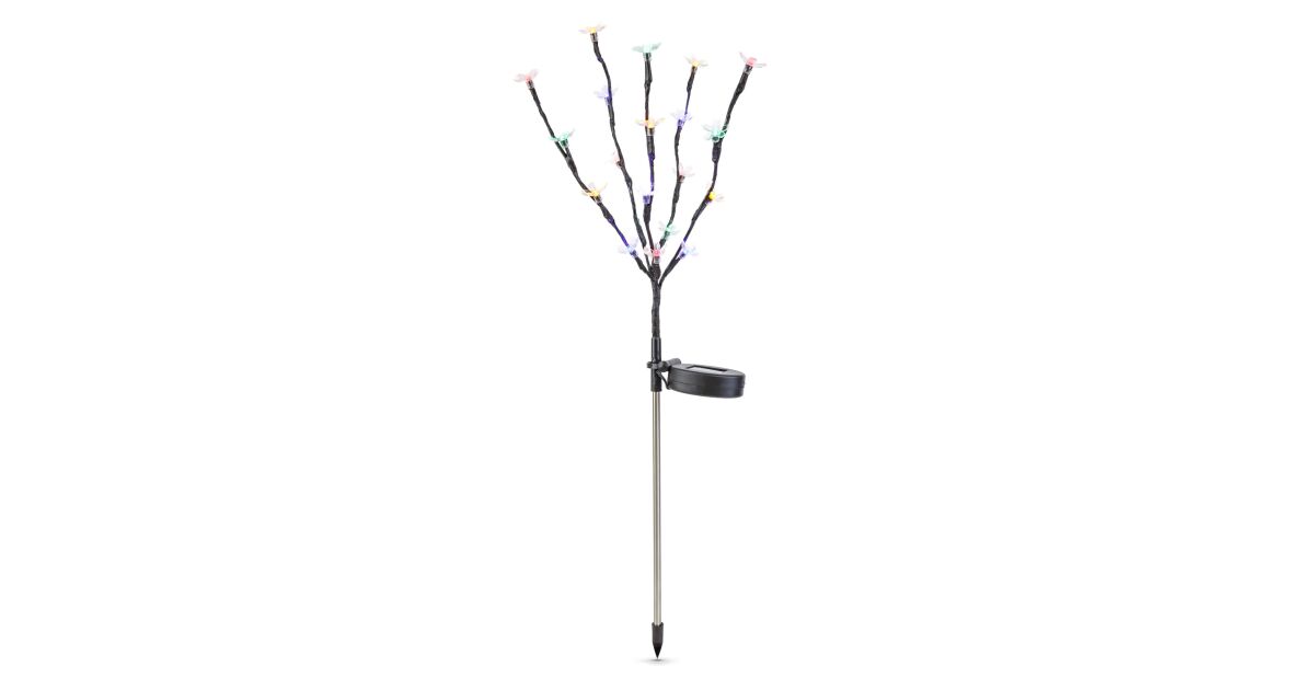 Kerti napelemes lámpa, virág, 20 színes LED, 65 cm, járdák/teraszok ...
