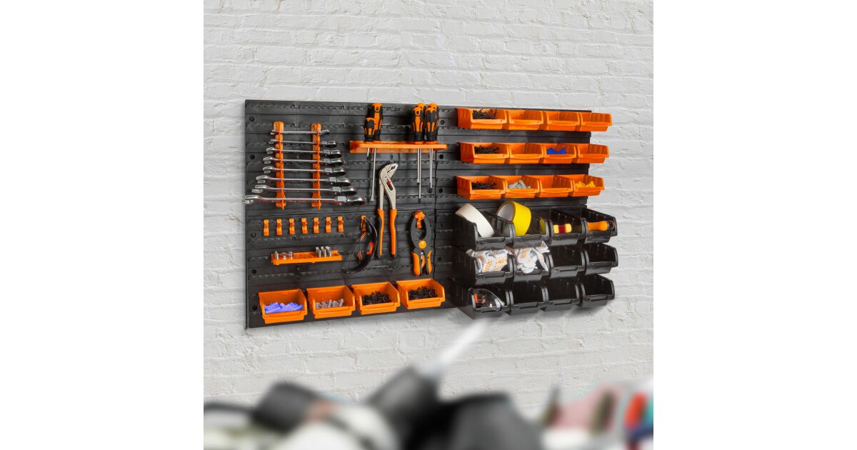 Panou organizator scule pentru perete cu cutii si suporturi, set 4 ...
