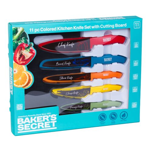 Set cutite bucatarie Baker Secret 11 piese, cutite inox colorate cu ...