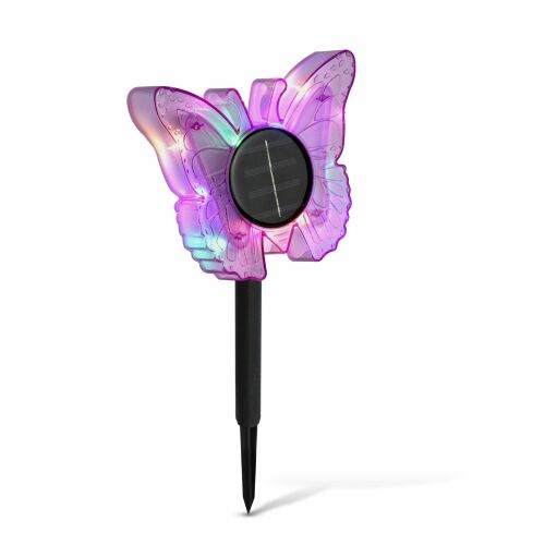 Lampa Solara de Gradina cu Fluture, LED Alb Cald si Multicolor, 35 cm ...