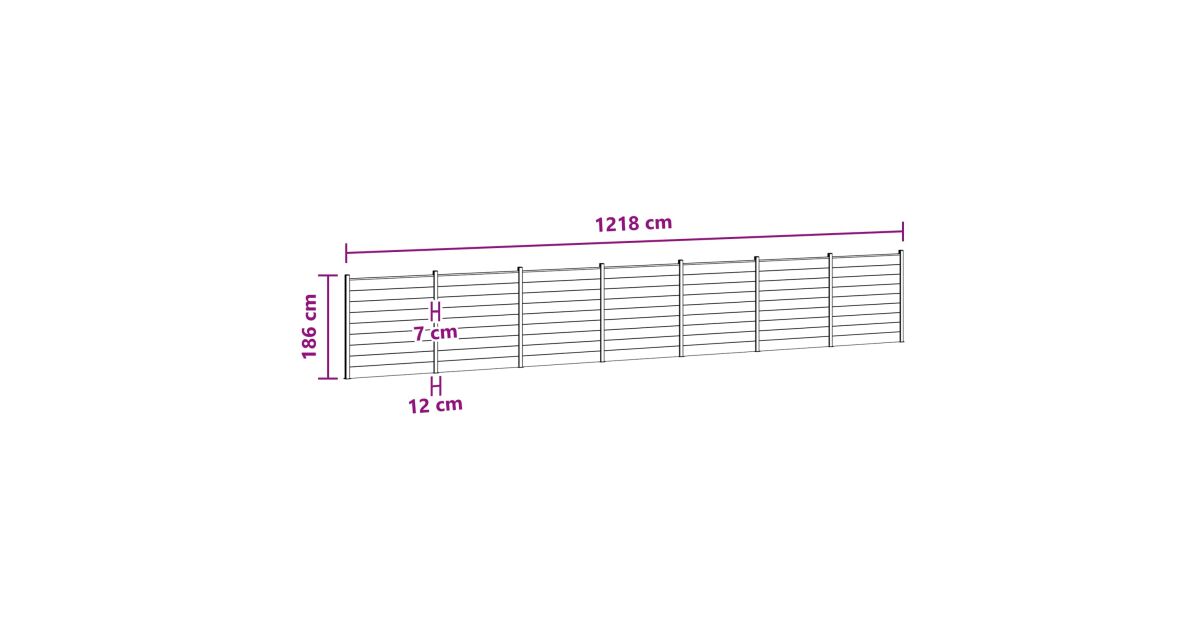 vidaXL Kerítés Készlet 7 pcs 1218 x 186 cm WPC és Alumínium Szürke ...
