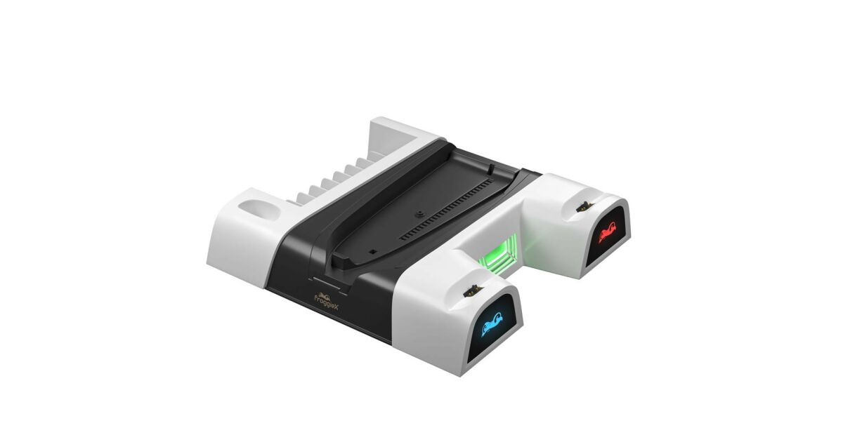 FroggieX PlayStation 5 hűtő és töltő állvány, 2 kontroller töltés ...