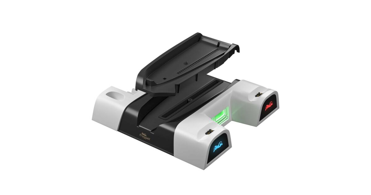 FroggieX PlayStation 5 hűtő és töltő állvány, 2 kontroller töltés ...