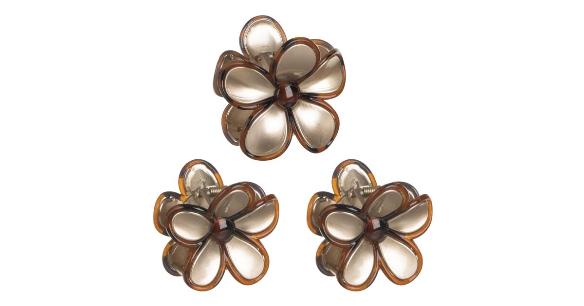 Clame Par in Forma de Floare Lucioasa Aurie Mari 2 Marimi - 3buc ...