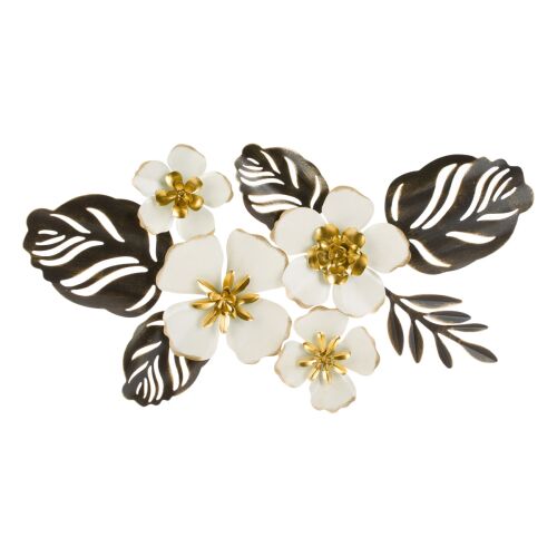 Decoratiune de Perete Flori Metalice Ecru Aurii 65x36x3.5cm | Pepita.com
