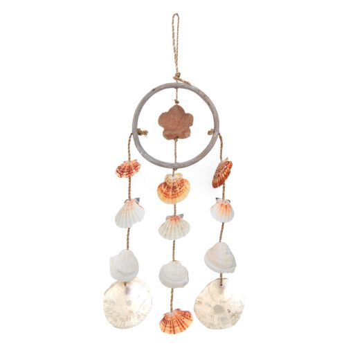 Decoratiune Suspendabila cu Floare de Lemn Fildes & Scoici 58cm ...