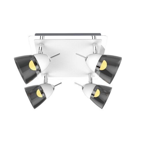 LED-Deckenleuchte Rocket 20W, warmes Licht (3000 K), weiß + rauchgrau ...