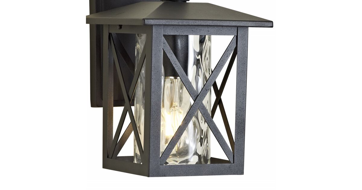 Außenanwendung Hardy, 1 Lampe, E27-Fassung, schwarz, transparent, Glas ...