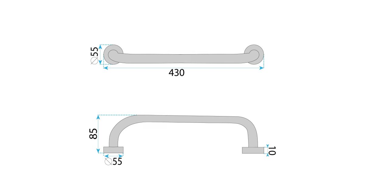 Bară de susținere dreaptă pentru baie Crom 40cm | Pepita.com