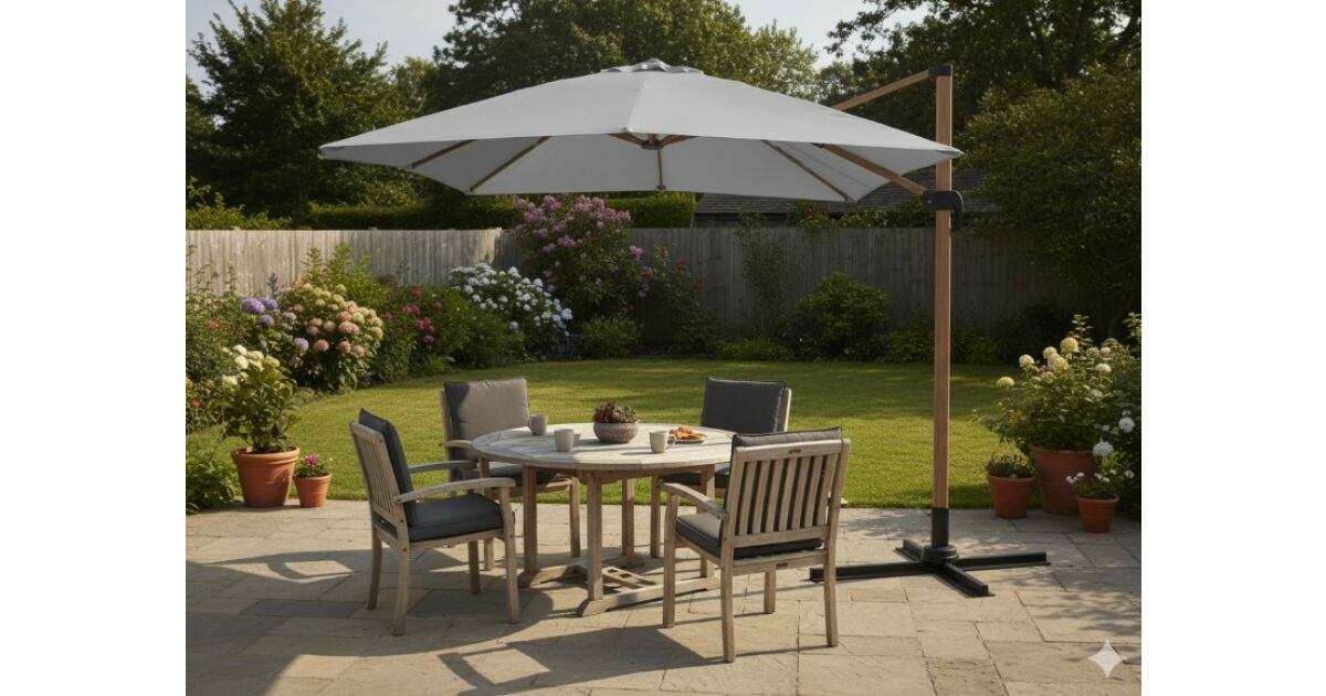 Rome Garden Parasol in Grau – 3 x 3 Meter | Pepita.com