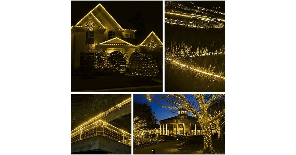 Instalacja Świąteczna, 8 m, 192 diody LED, Wąż świetlny, Ciepła biel ...