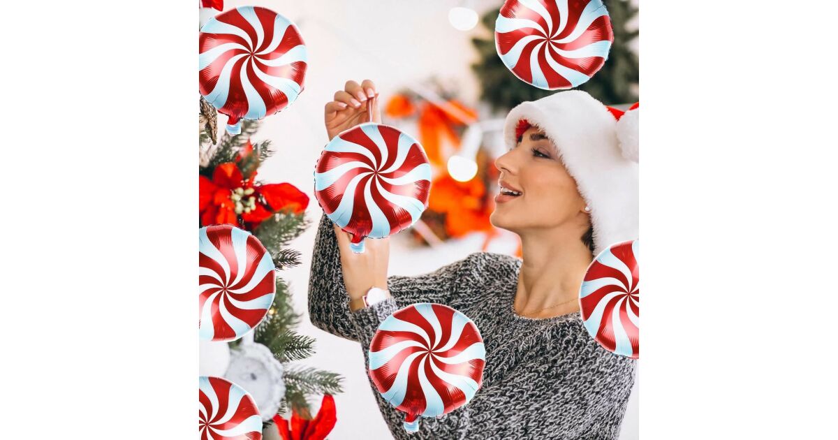 Runder Ballon, Flipper, aus Aluminiumfolie, Weihnachtsthema, Lollipop ...