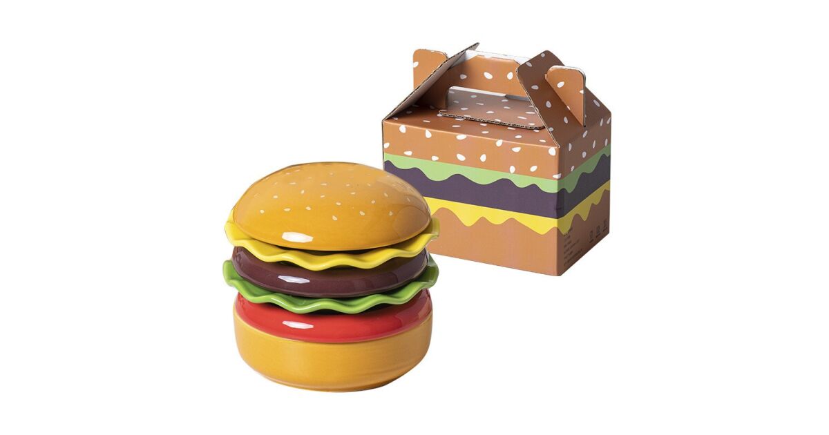 Set Farfurii Ceramice sub Forma de Burger, din Ceramica, pentru Sosuri ...
