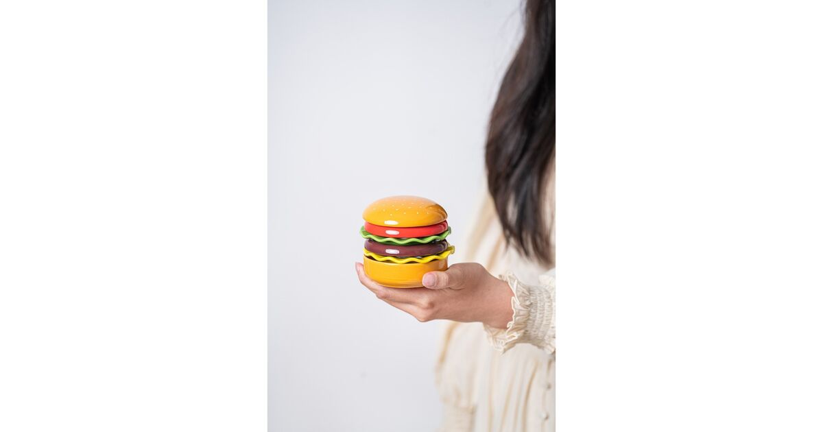 Set Farfurii Ceramice sub Forma de Burger, din Ceramica, pentru Sosuri ...