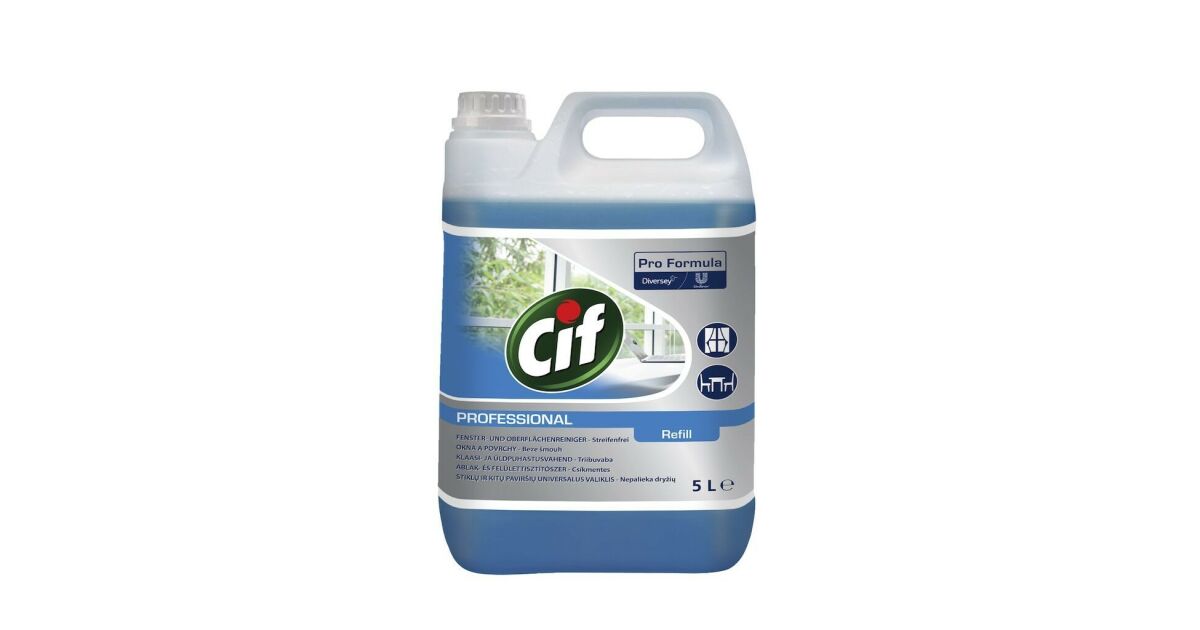 CIF Professional Szkło i Wielopowierzchniowy – 5 L Płyn do mycia okien ...