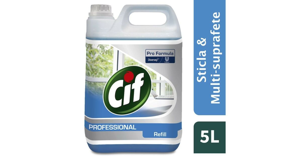 CIF Professional Szkło i Wielopowierzchniowy – 5 L Płyn do mycia okien ...