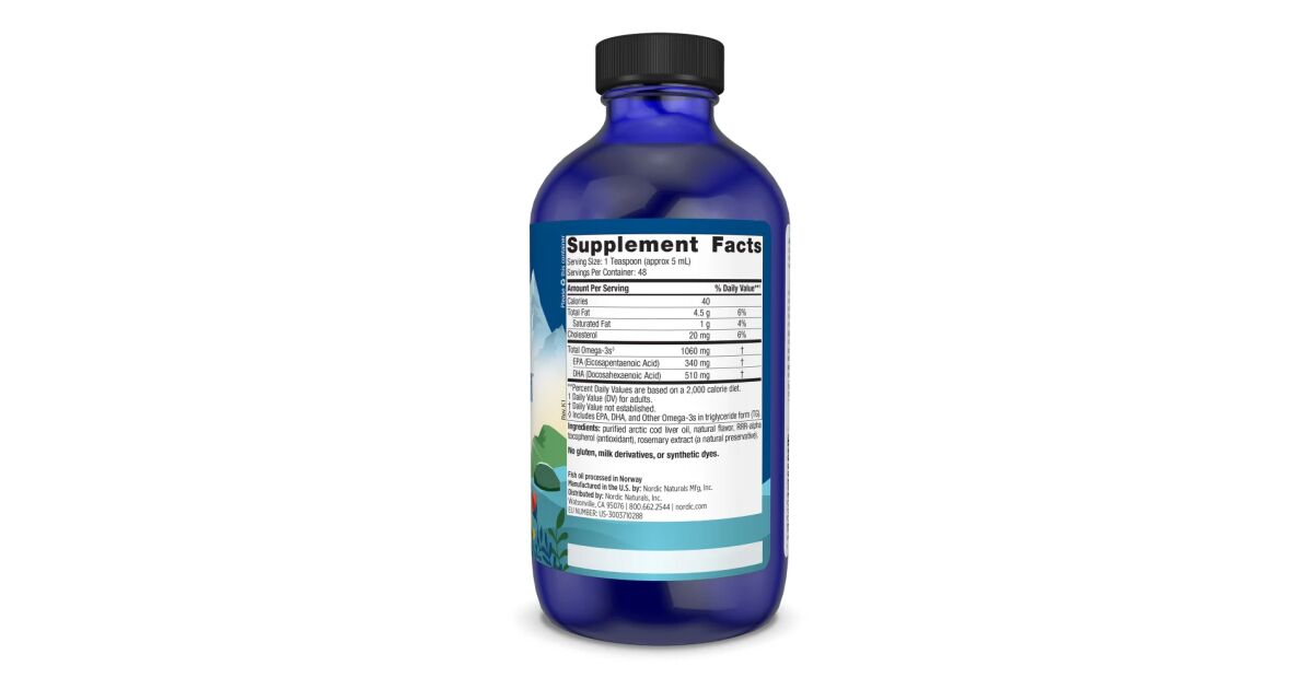 Arktikus tőkehalmájolaj, 1060 mg, Nordic Naturals, citrom, 237 ml ...