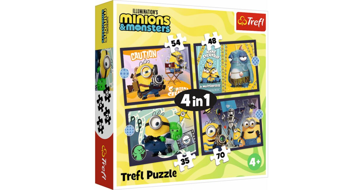 Trefl 4 az 1-ben puzzle (35,48,54,70 db-os) - Minionok és Szörnyek ...