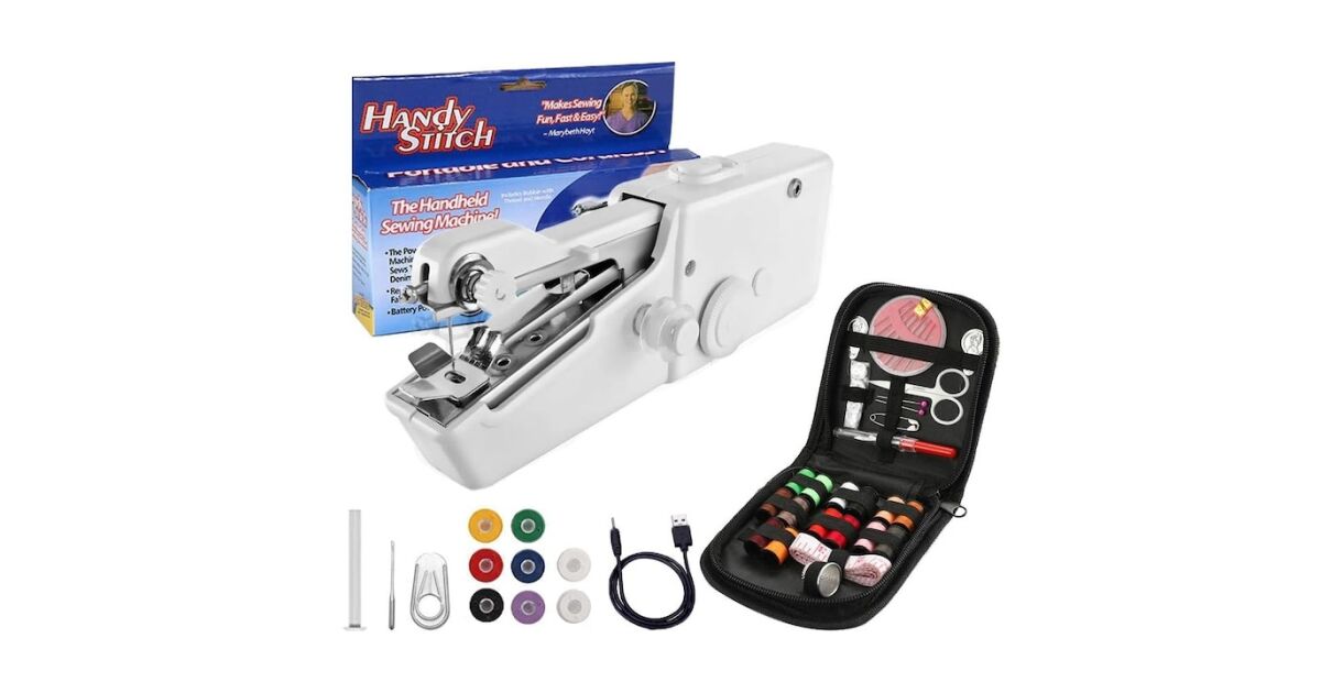 Masina de cusut, Portabila, Usor de Folosit, Accesorii Incluse, Alb ...
