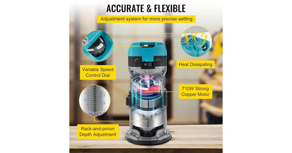 Freza electrica VEVOR VV-1B-220V, 800 W, 30000 Umin, cu 3 spanze ...