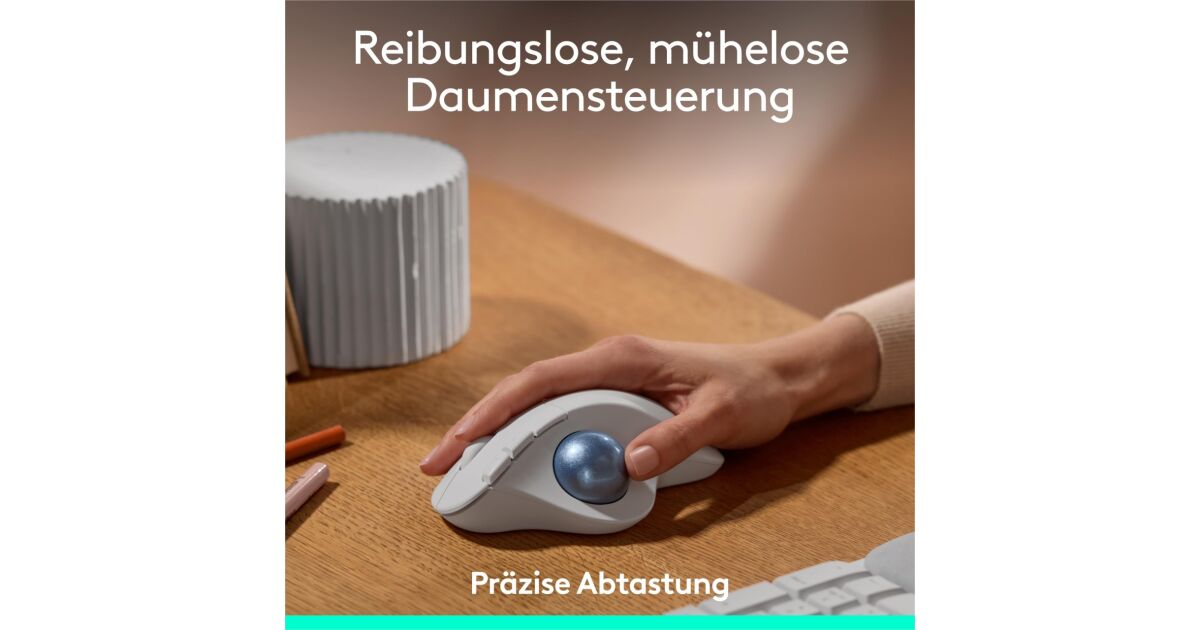 Mouse Trackball Ergonomic Logitech Ergo M575S, Bluetooth, Alb | Pepita.com