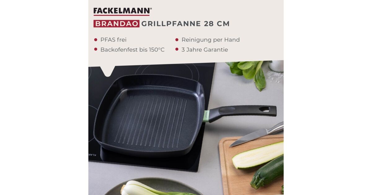 Tigaie grill Fackelmann Brandao 26 cm aluminiu reciclat strat ceramic ...