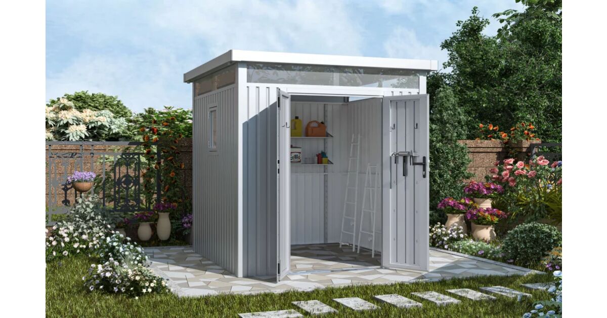 Căsuță de grădină G21 Atlanta 529 - 230 x 230 cm, argintiu metalic ...
