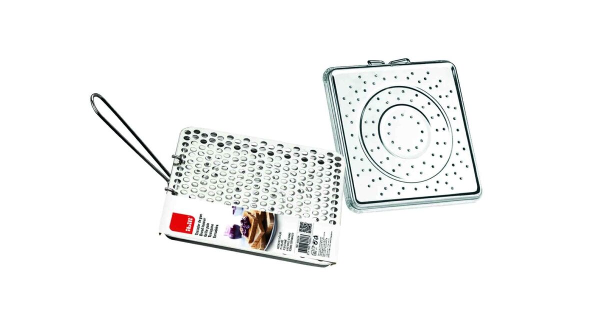 Toaster Ibili pentru aragaz pe gaz, 20x20 cm, metal argintiunegru ...