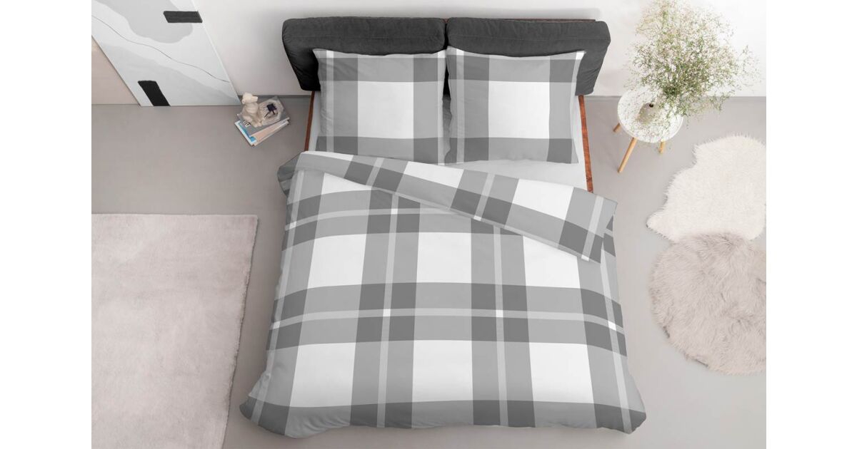 Szatén ágynemű 220x200 5230 A fehér-szürke kockás Home Satin 59 | Pepita.hu