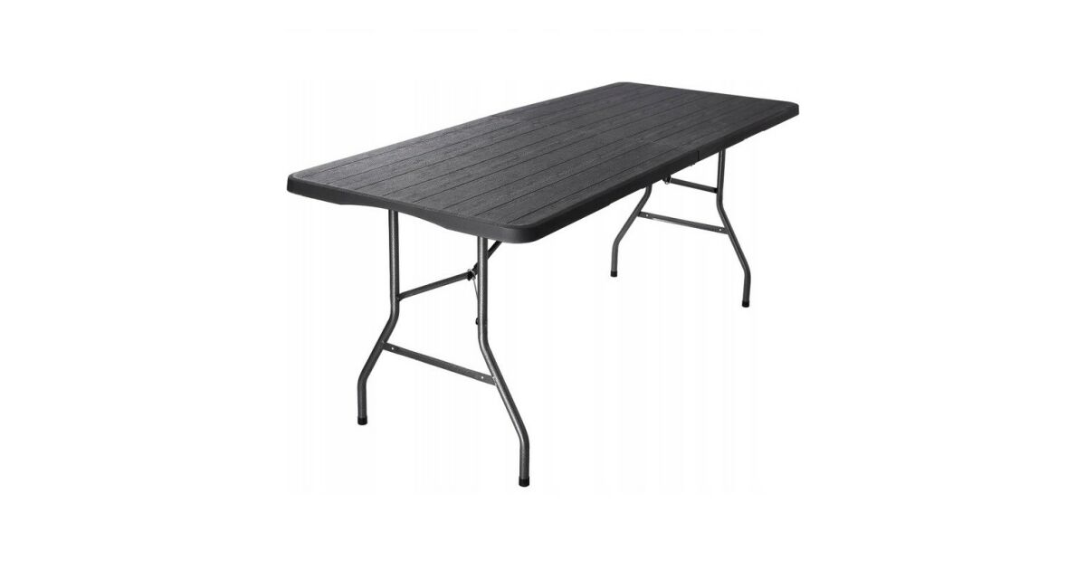 Masă de catering pliabilă, masă turistică 70 x 180 cm, model lemn, maro ...