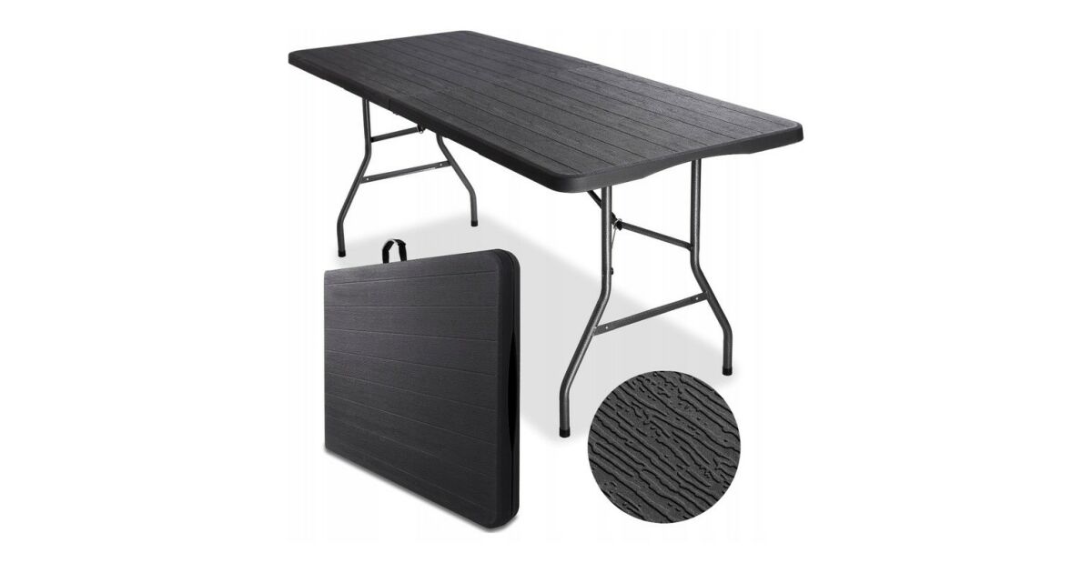 Masă de catering pliabilă, masă turistică 70 x 180 cm, model lemn, maro ...