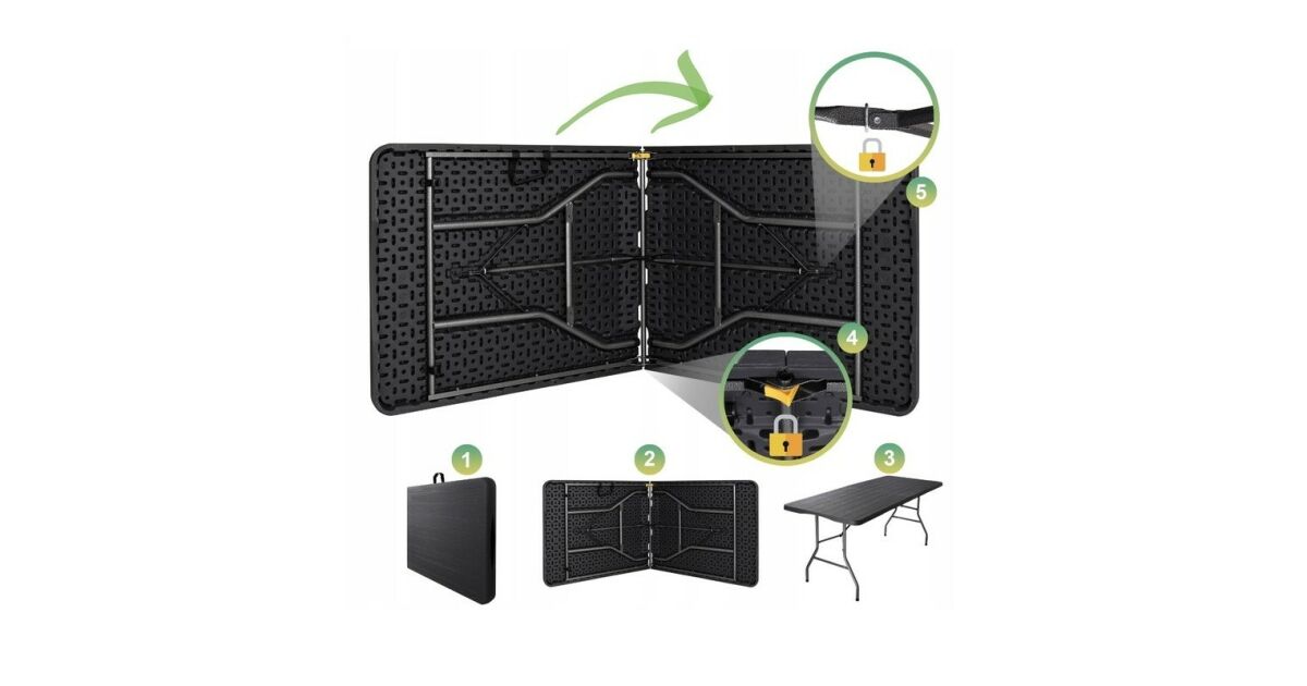 Masă de catering pliabilă, masă turistică 70 x 180 cm, model lemn, maro ...