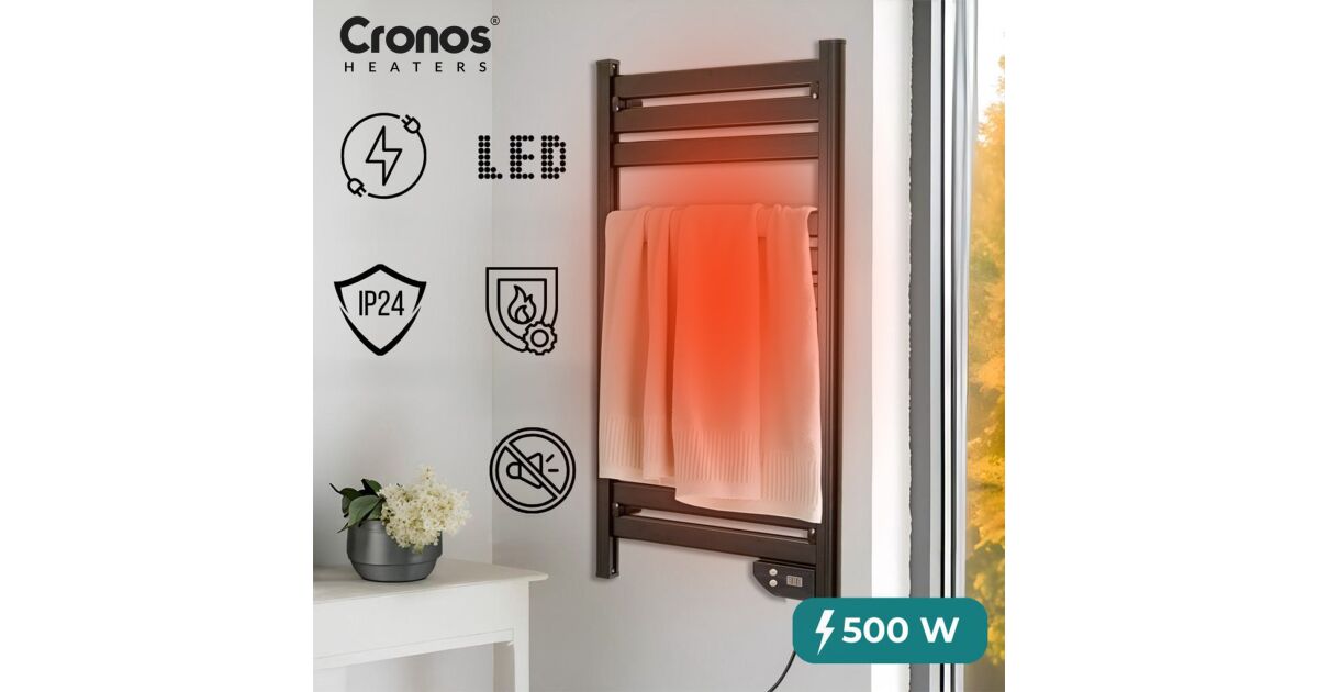 Cronos TW-500 fekete elektromos fürdőszobai fűtőberendezés | Pepita.hu