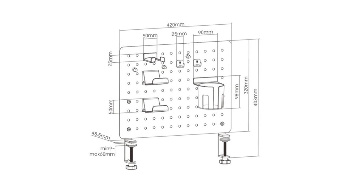 VALUE Asztalra szorítható tábla, opcionális tartóelemekkel, Clamp Mount ...