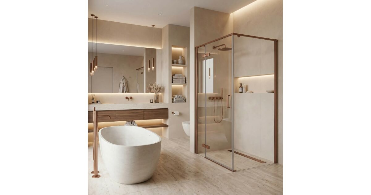 Cabina de dus Rea Bruno 120x90 Brush Copper | Pepita.com