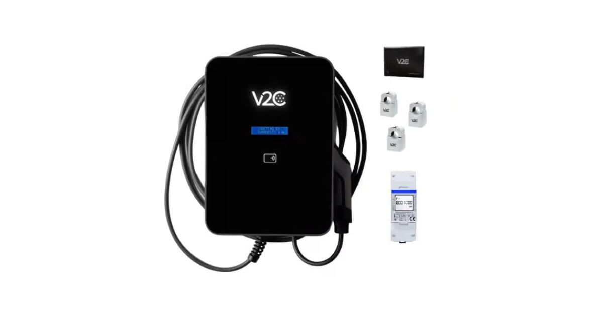 V2C Trydan Pro elektromos autó fali töltő (22 kW – 3x32A) (5m - Type 2 ...