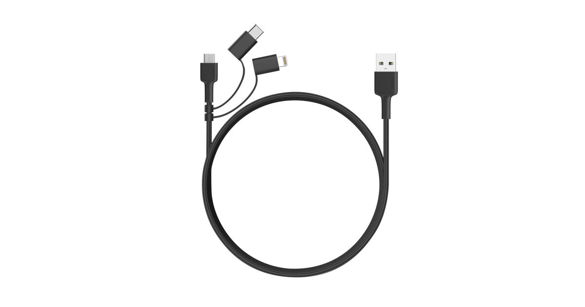 AUKEY CB-BAL5 3in1 USB apa - MicroUSB + USB C + Lightning apa Adat- és ...