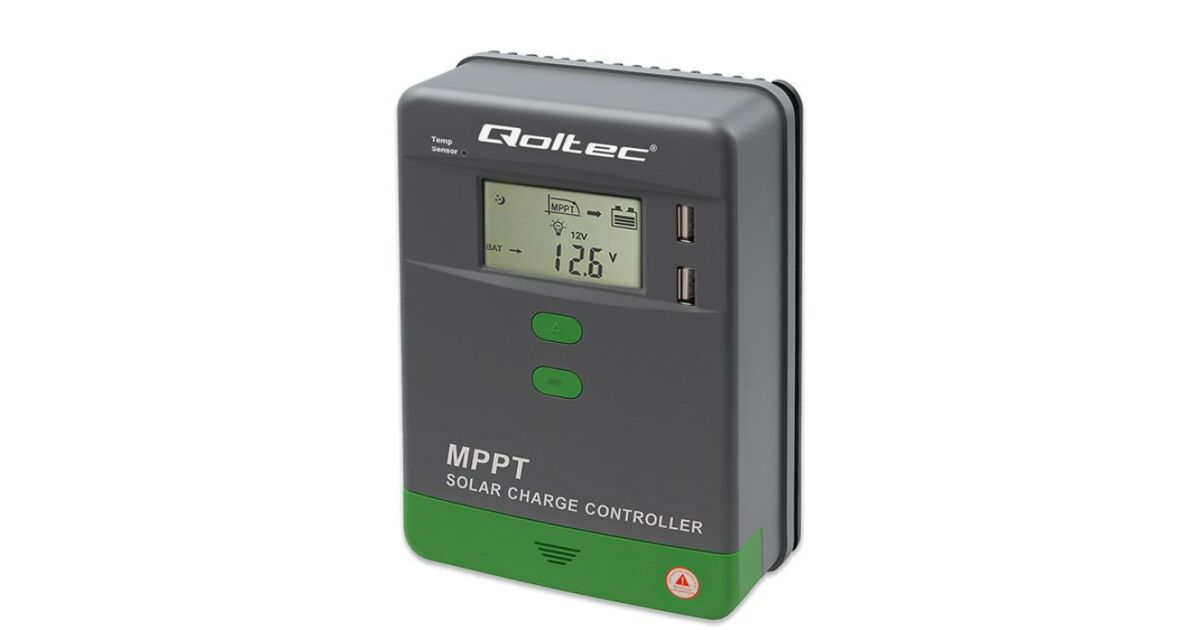 Qoltec Napelem töltött MPPT töltésvezérlő hőmérséklet-érzékelővel 40A ...