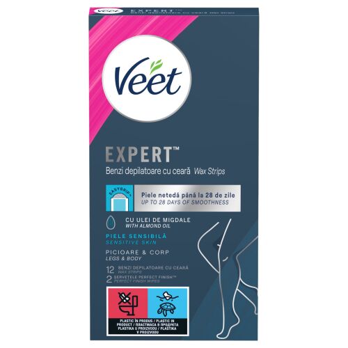 Veet Expert - használatra kész gyantaszalagok - száraz bőrre (12 db ...