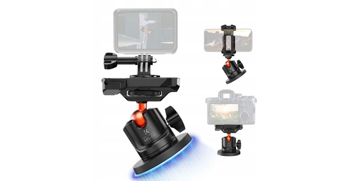 KF Gömb Fej 3D Mágneses Alap Gopro Kamera Telefon 1/4 Menetes / KF31 ...
